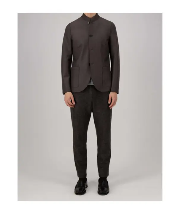 Harris Wharf London Nehru Jacket - Graphite Color