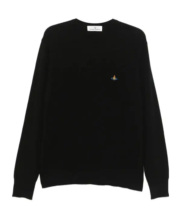 VIVIENNE WESTWOOD Orb Logo Fine Knit Sweater - Black