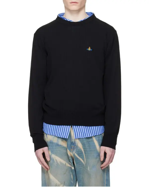 VIVIENNE WESTWOOD Orb Logo Fine Knit Sweater - Black