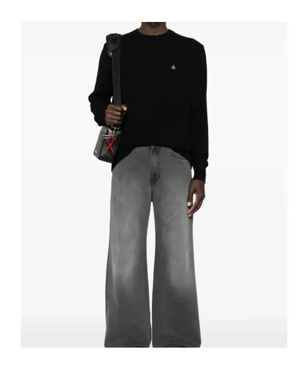 VIVIENNE WESTWOOD Orb Logo Fine Knit Sweater - Black