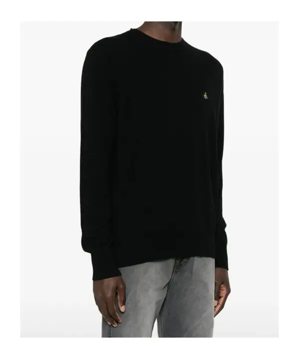 VIVIENNE WESTWOOD Orb Logo Fine Knit Sweater - Black