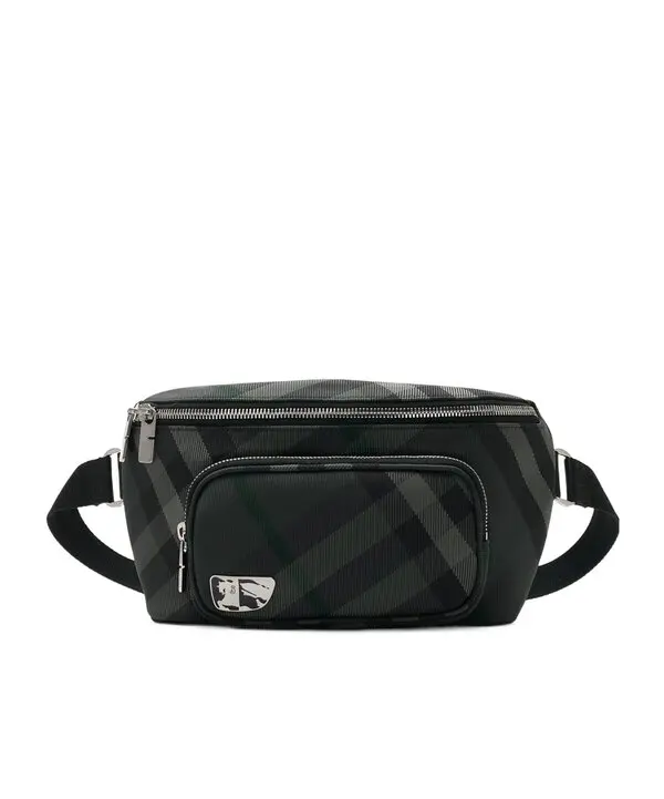 Burberry Grid Checked Belt Bag - Charcoal-grey