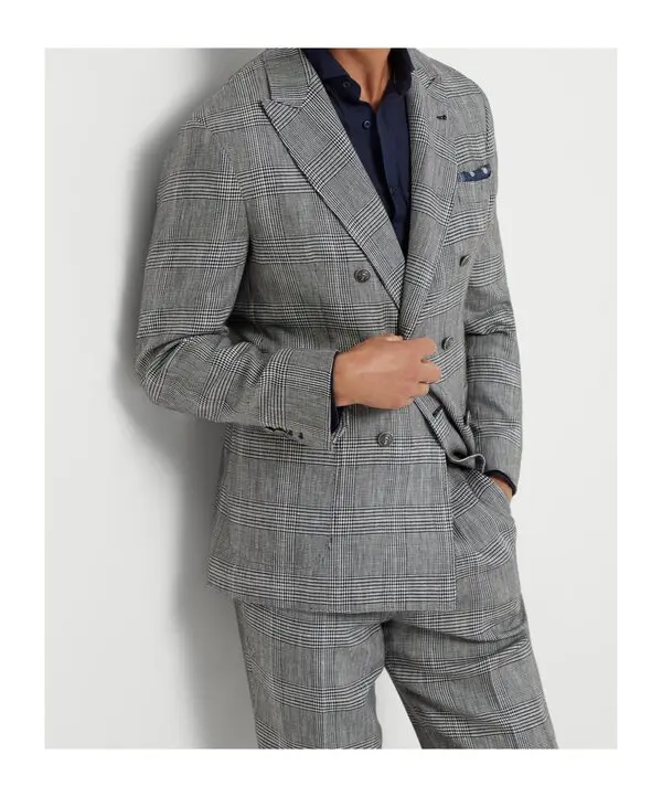 Brunello Cucinelli Double-breasted Prince Of Wales Blazer - Black