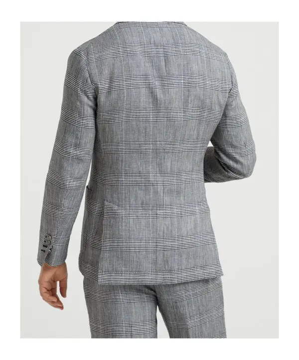 Brunello Cucinelli Double-breasted Prince Of Wales Blazer - Black
