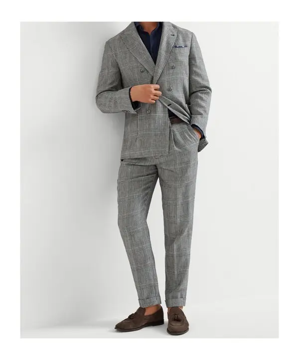 Brunello Cucinelli Double-breasted Prince Of Wales Blazer - Black