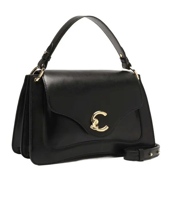 COCCINELLE C-me Foldover Top Medium Tote Bag - Black