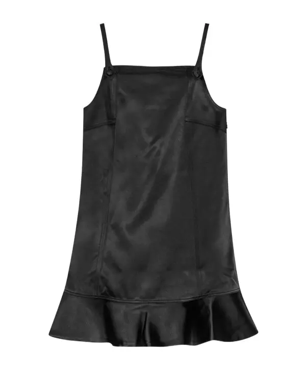 GANNI Strappy Mini Dress With Square Neckline And Ruffled Hem