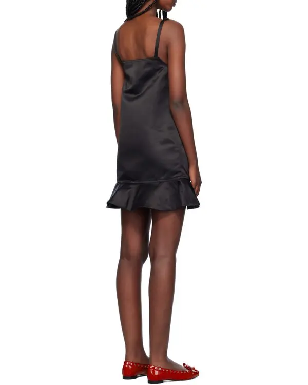 GANNI Strappy Mini Dress With Square Neckline And Ruffled Hem