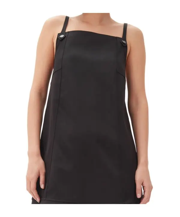GANNI Strappy Mini Dress With Square Neckline And Ruffled Hem