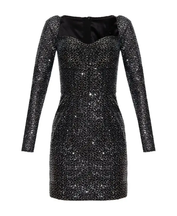Dolce & Gabbana Sequin Sweetheart Neck Mini Dress