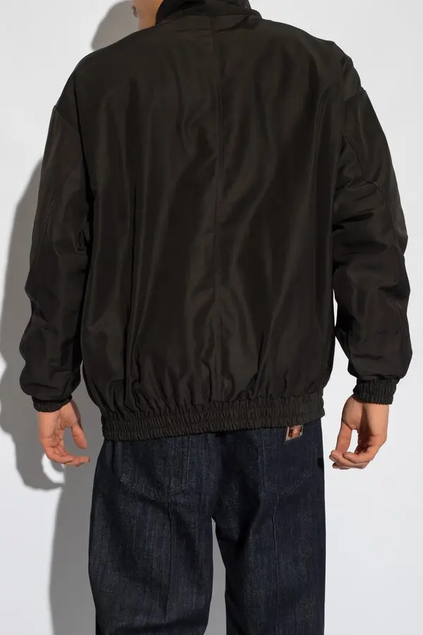 Dolce & Gabbana High Neck Bomber Jacket With Logo Patch