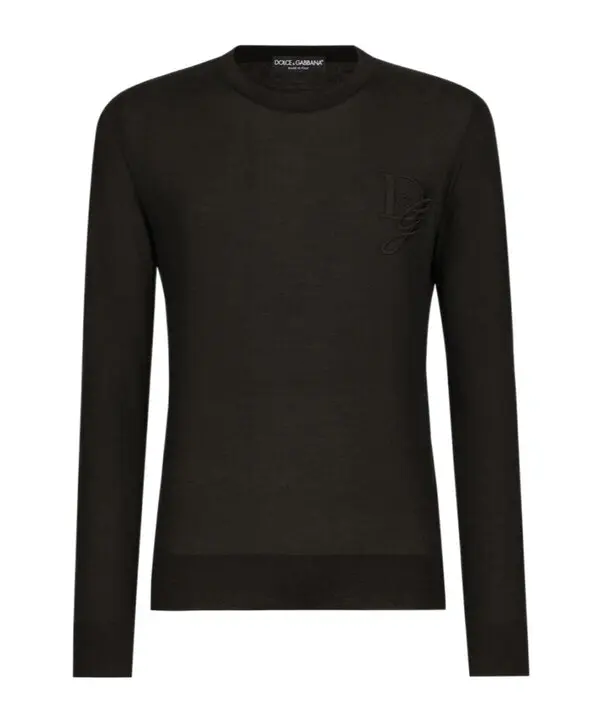 Dolce & Gabbana Logo Embroidered Round Neck Sweater