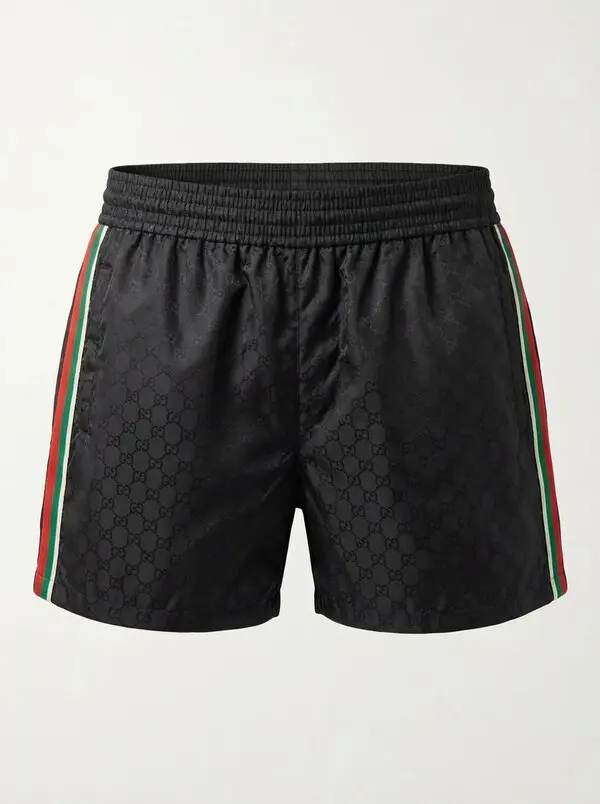 Gucci Monogrammed Jacquard Swim Trunks - Black