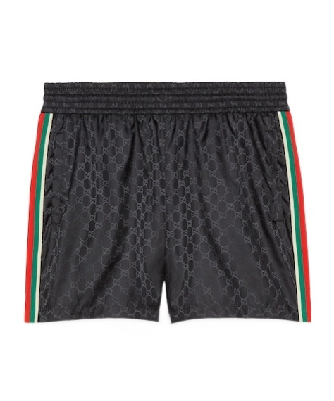 Gucci Monogrammed Jacquard Swim Trunks - Black