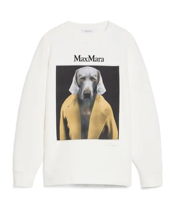 Max Mara Logo And Dog Print Crewneck Sweatshirt - Ivory