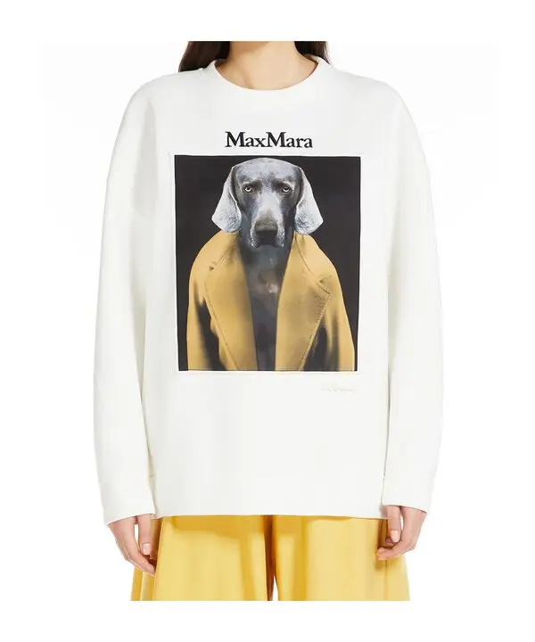 Max Mara Logo And Dog Print Crewneck Sweatshirt - Ivory