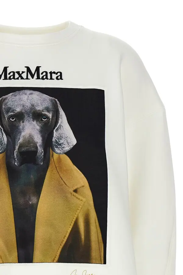 Max Mara Logo And Dog Print Crewneck Sweatshirt - Ivory