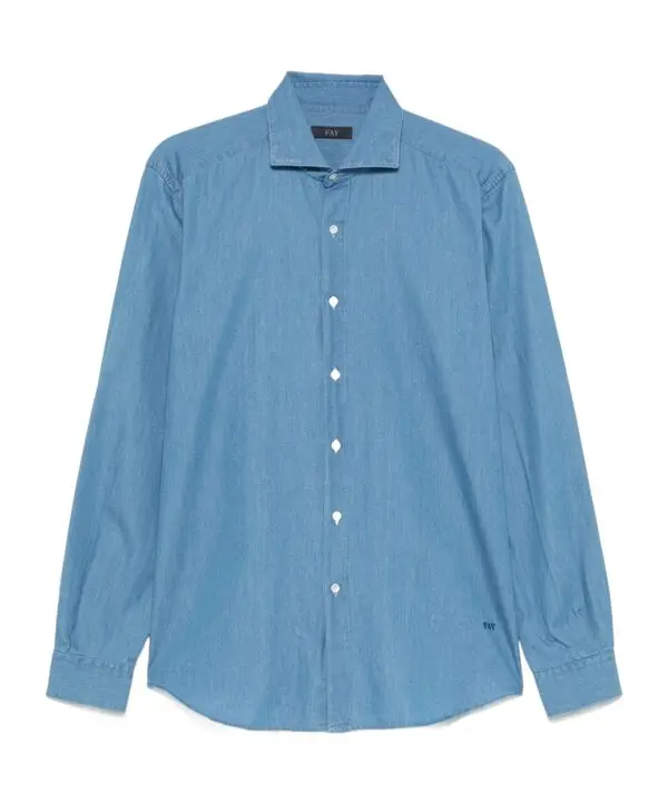 FAY Chambray Button-up Shirt - Blue