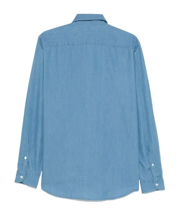 FAY Chambray Button-up Shirt - Blue