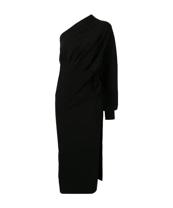 Balenciaga One-shoulder Long Sleeve Body Wrap Dress
