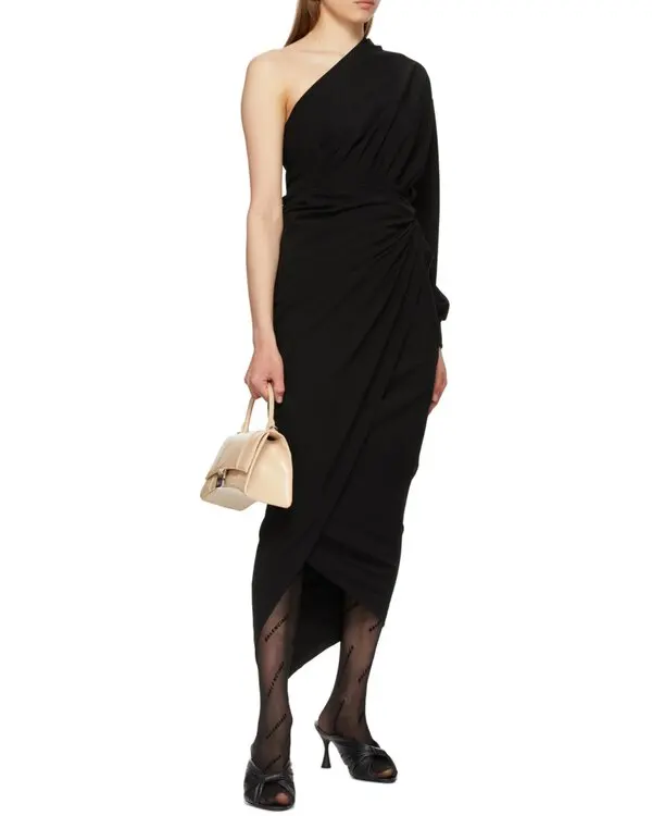 Balenciaga One-shoulder Long Sleeve Body Wrap Dress