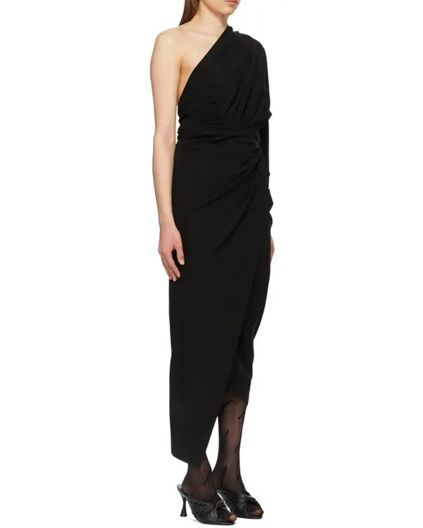 Balenciaga One-shoulder Long Sleeve Body Wrap Dress