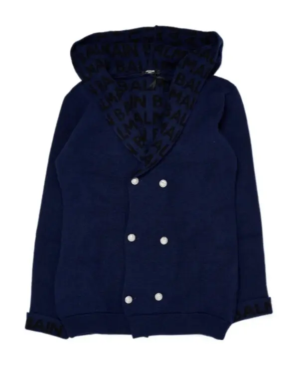 Balmain Double-breasted Hooded Jacket With Logo Detail