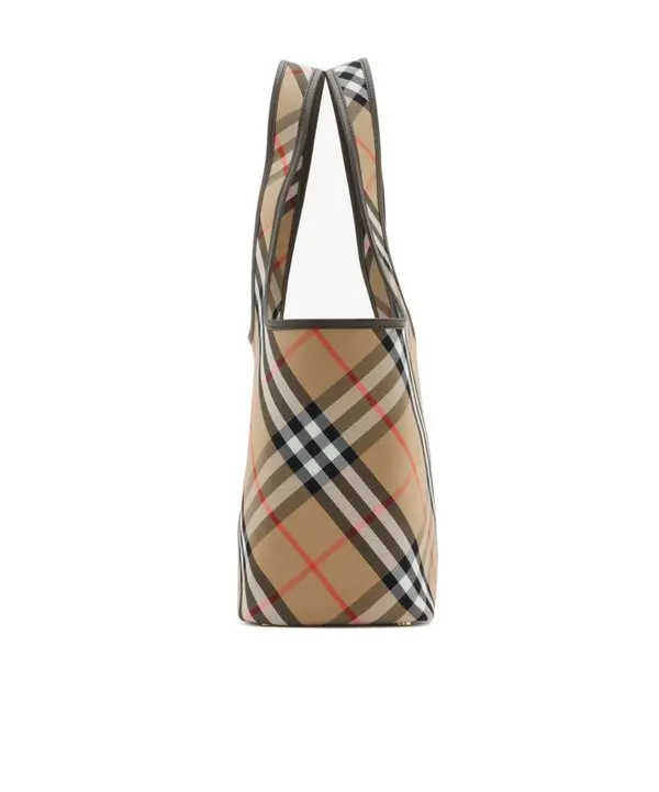 Burberry Small Checked Top Handle Bag - Sand-colored