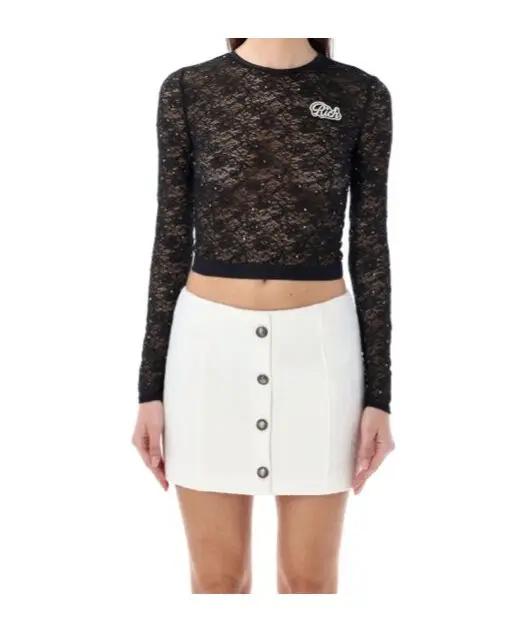 Alessandra Rich Long-sleeved Crewneck Lace T-shirt