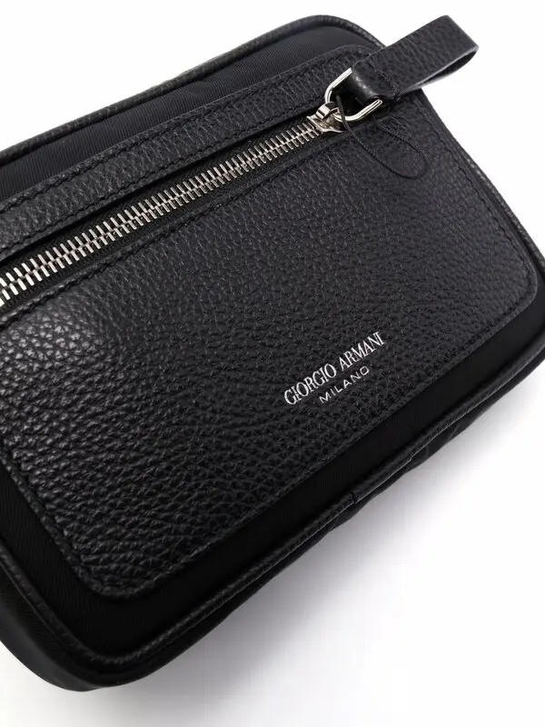 Giorgio Armani Engraved-logo Leather Tote