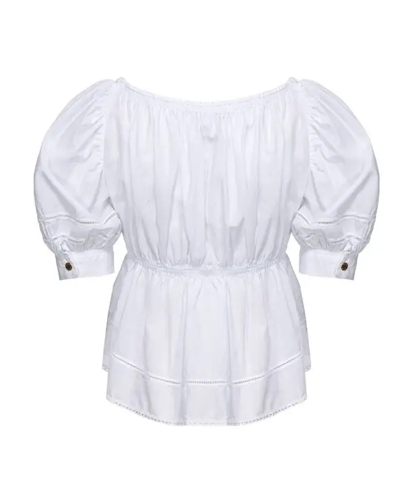 Pinko Sweetheart Neck Ruched Cropped Blouse