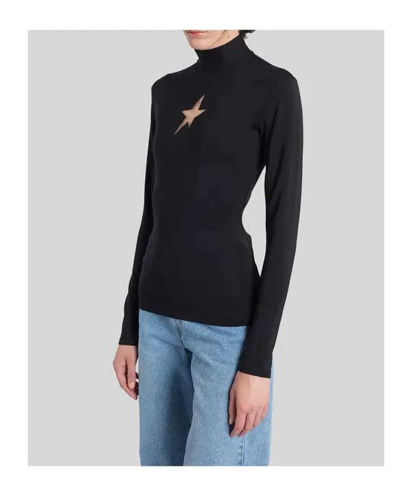 MUGLER Star Cut-out Long-sleeve Top - Black