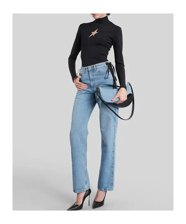 MUGLER Star Cut-out Long-sleeve Top - Black