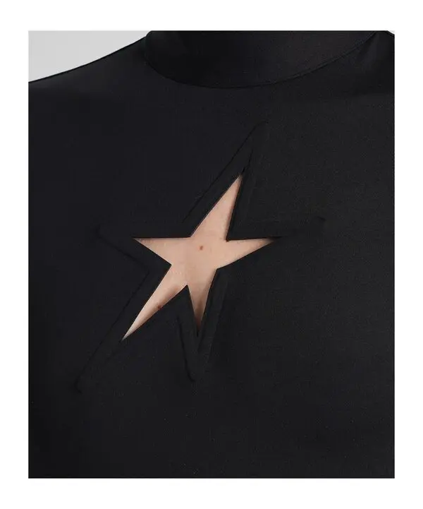 MUGLER Star Cut-out Long-sleeve Top - Black
