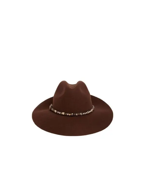 GOLDEN GOOSE Studded-strap Wide Brim Hat - Brown