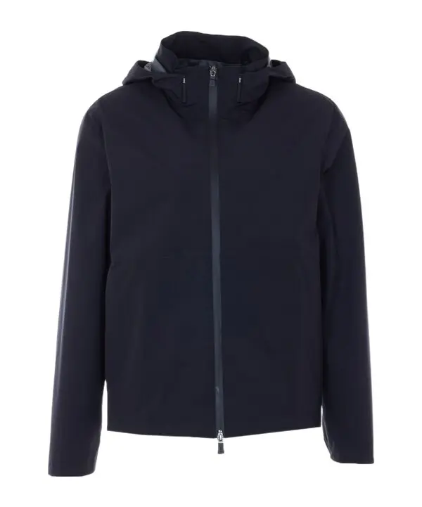 Herno Zip-up Hooded Jacket With Zipper Pocket - Black