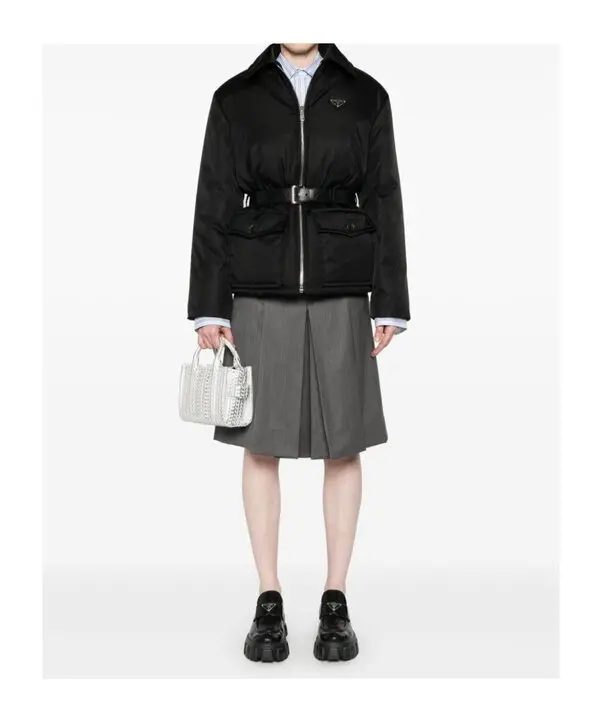 Prada Logo Plaque Belted Jacket