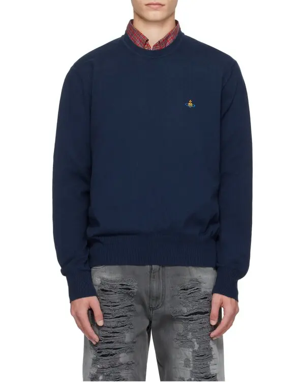 VIVIENNE WESTWOOD Orb Embroidered Crewneck Jumper - Black