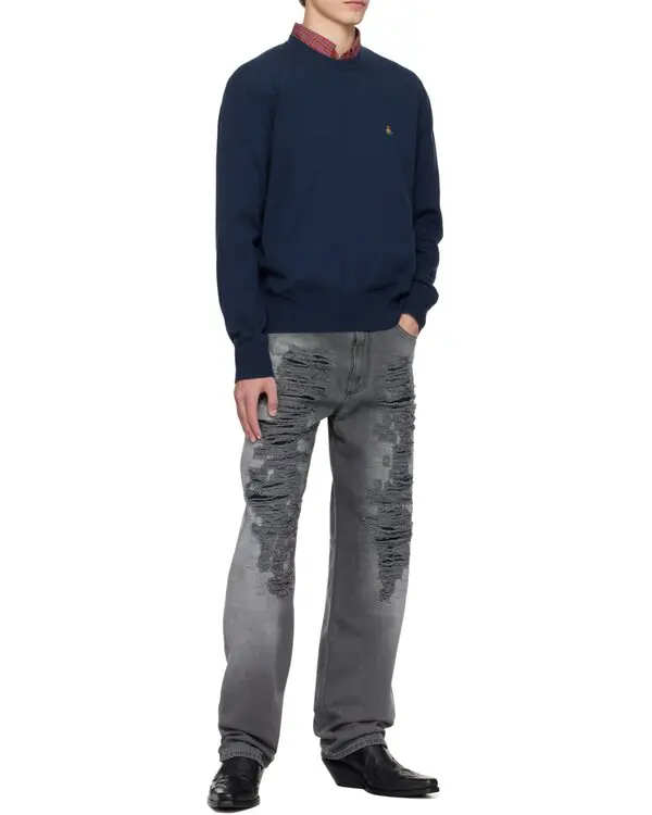 VIVIENNE WESTWOOD Orb Embroidered Crewneck Jumper - Black