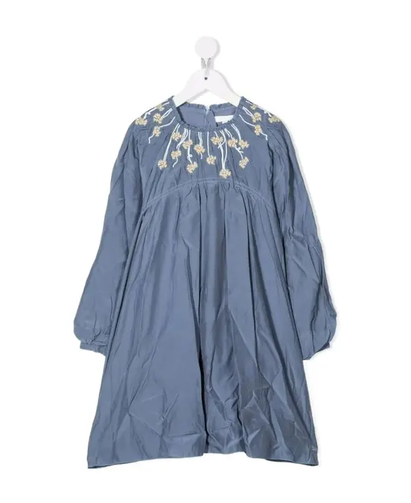 Chloé Embroidered Panel Dress - Blue