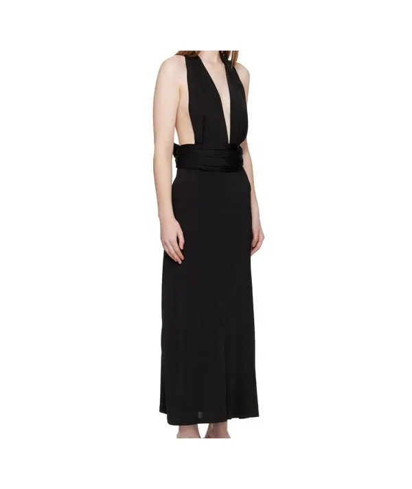 AYA MUSE Zirra V-neck Midi Dress - Black