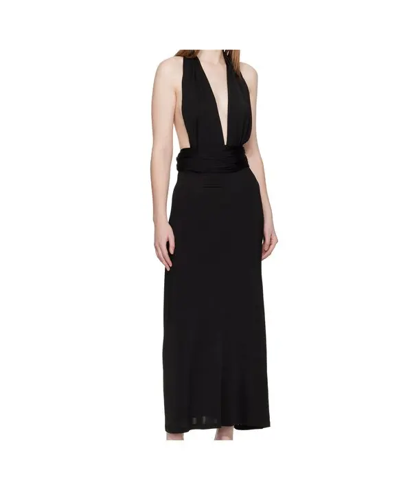 AYA MUSE Zirra V-neck Midi Dress - Black