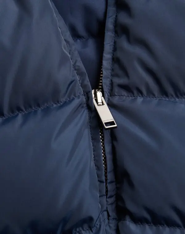 Valentino Garavani Zip-up Hooded Down Jacket With Vlogo Patch - Blue