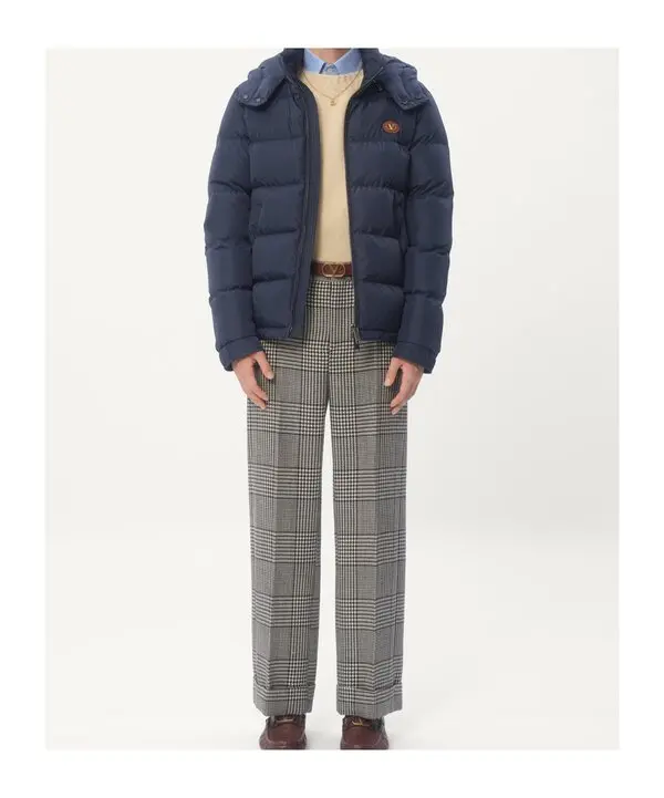 Valentino Garavani Zip-up Hooded Down Jacket With Vlogo Patch - Blue