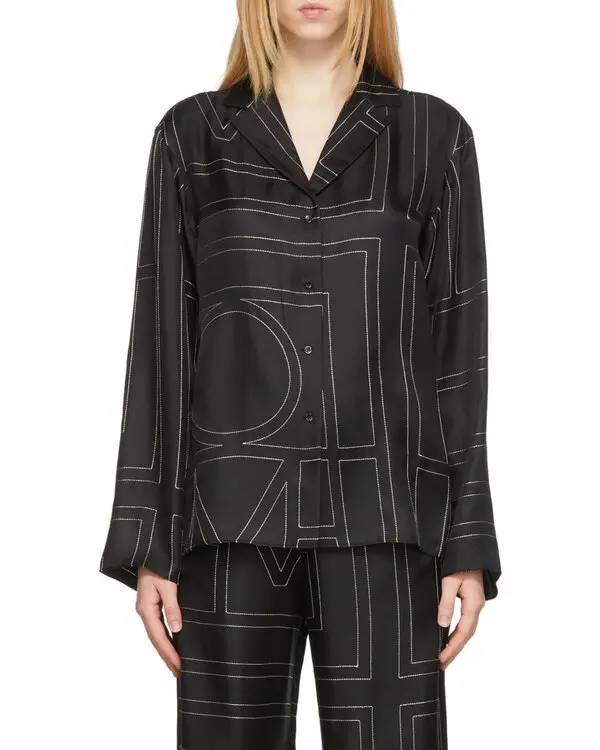 TOTEME Embroidered Monogram Shirt - Black
