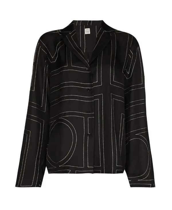 TOTEME Embroidered Monogram Shirt - Black