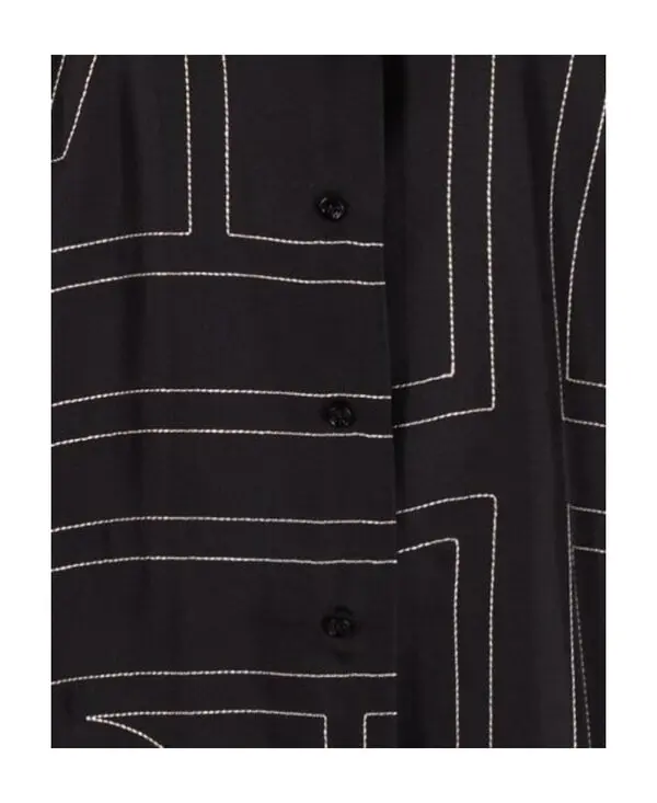 TOTEME Embroidered Monogram Shirt - Black