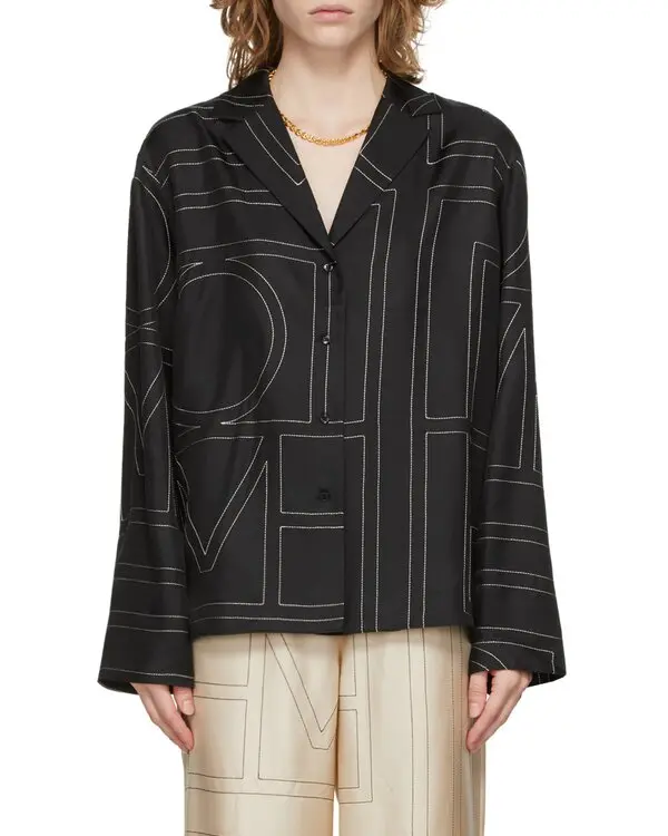 TOTEME Embroidered Monogram Shirt - Black
