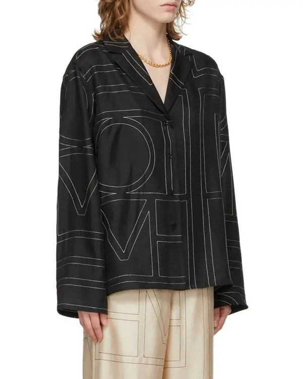 TOTEME Embroidered Monogram Shirt - Black
