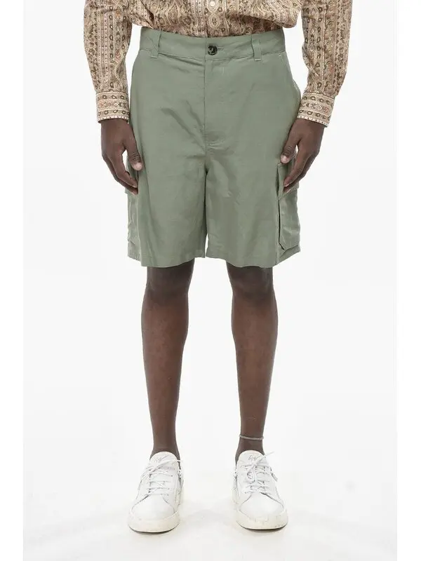 Loewe Logo Patch Cargo Shorts - Green